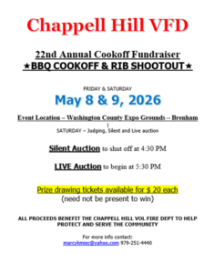 CHAPPELL HILL VFD TO HOST COOK-OFF FUNDRAISER MAY 8-9; SPONSORS SOUGHT ...